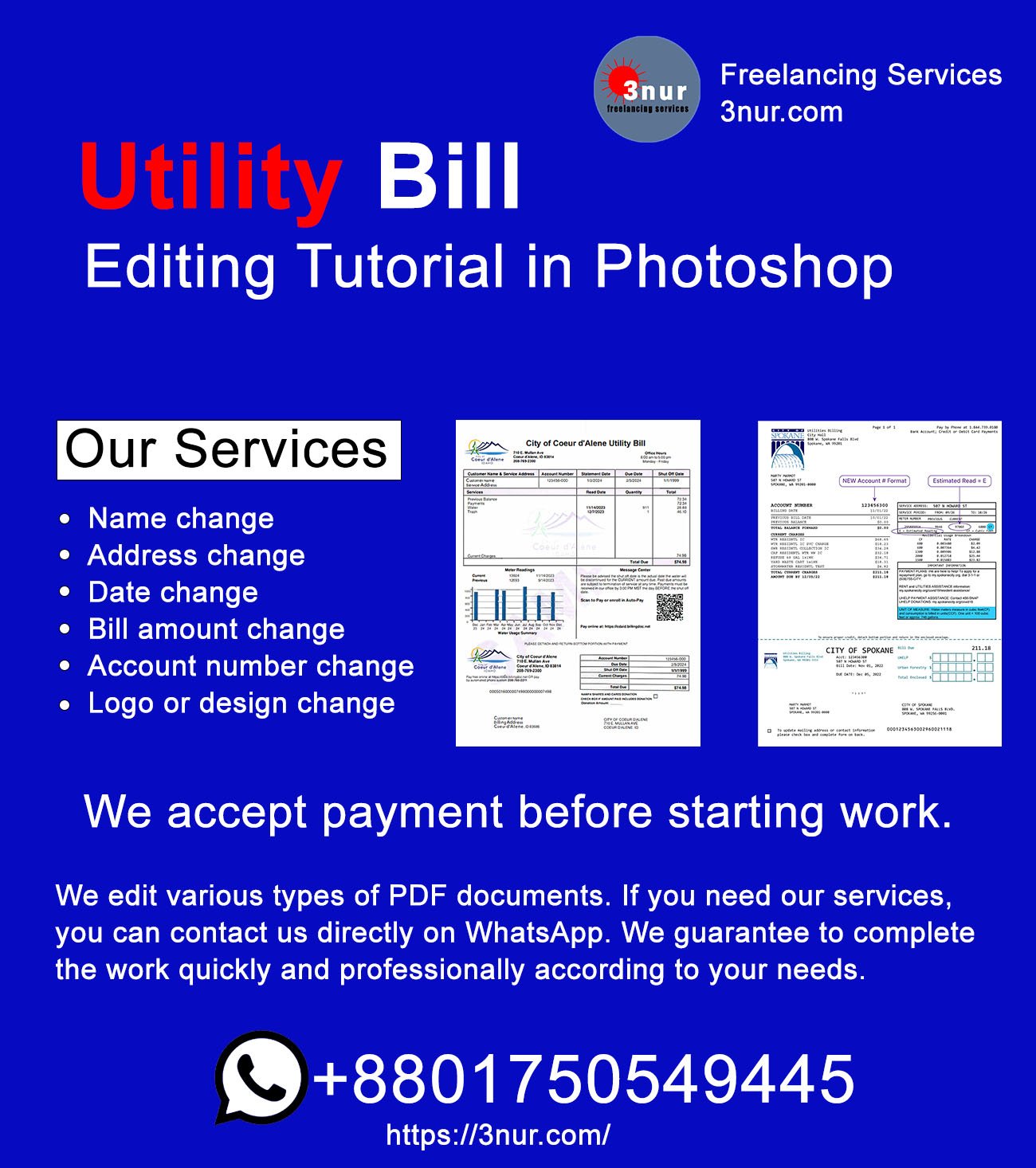 Utility Bill Editing Tutorial in Photoshop - 3nur.com